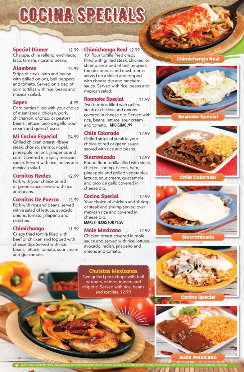 Menu – Cocina Real Mexican Restaurant